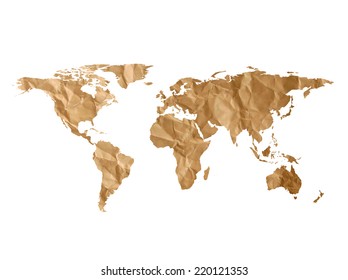 World Map Paper Texture Isolated On 스톡 일러스트 220121353 | Shutterstock