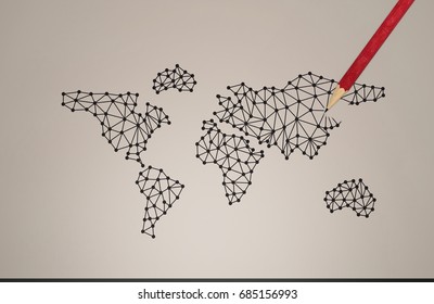 World Map Pencil 3d Rendering 3d Stock Illustration 685156993 ...