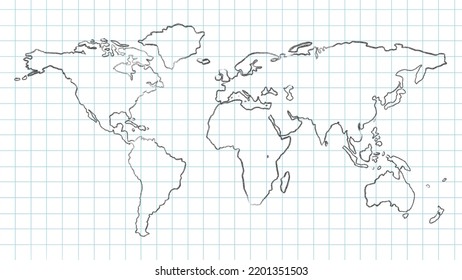 World Map Pencil On Block Note Stock Illustration 2201351503 | Shutterstock