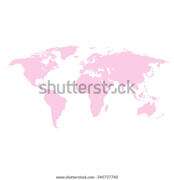 World Map Pink Colored On White Stock Illustration 340737740