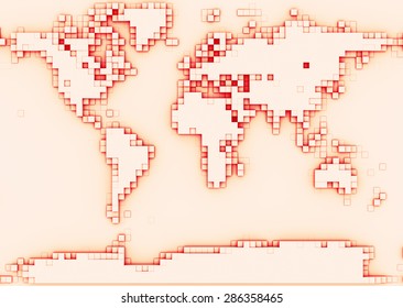Ilustrasi Stok World Map Pixel Art 286358465 | Shutterstock