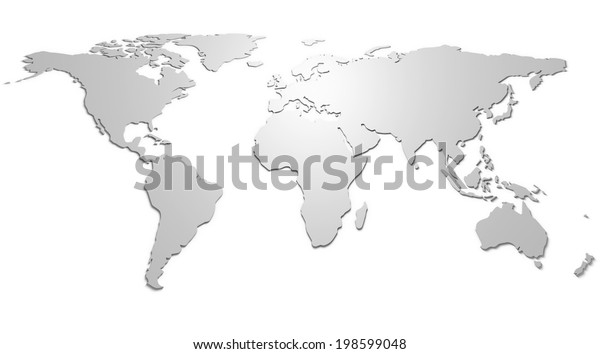 World Map Relief Shadow White Background Stock Illustration 198599048