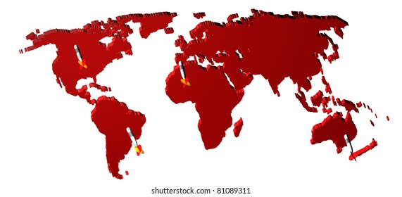 World Map Render 3d Darts Concept Stock Illustration 81089311 ...