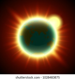 World Map Rising Sun Globe Icon Stock Illustration 1028483875 ...