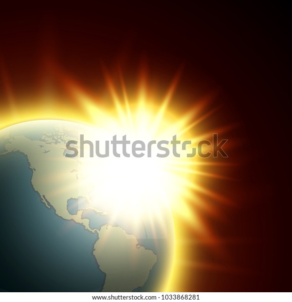 World Map Rising Sun Globe Icon Stock Illustration 1033868281 ...