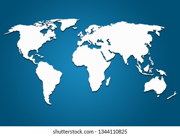 World Map Shadow Blue Gradient Background Stock Illustration 1344110825 ...