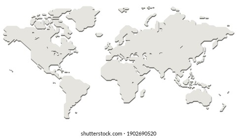 World Map Shadow Simplified Outline World Stock Illustration 1902690520 ...