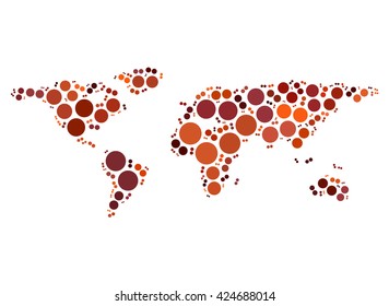 World Map Shape Design By Color Stock Illustration 426702043