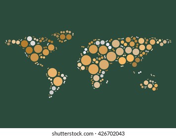 World Map Shape Design By Color Stock Illustration 426702043