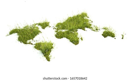 World Map Shaped Patch Grass 3d 库存插图 1657018642 | Shutterstock