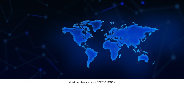 World Map Technology Background Digital World 스톡 일러스트 1224610012 ...
