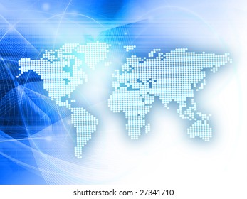 Abstract World Map Computer Data Technology Stock Vector (Royalty Free ...
