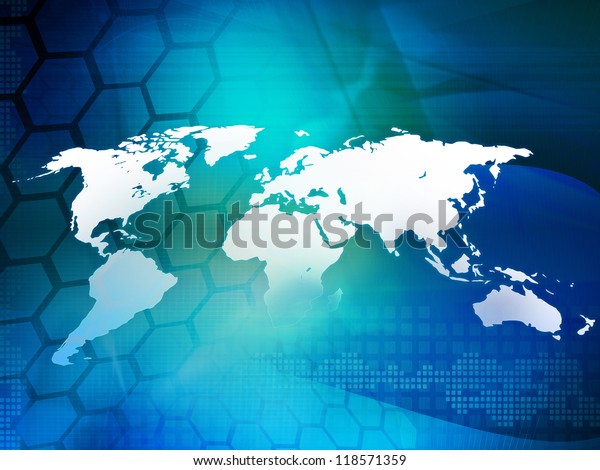 World Map Technology Style Your Design Stock Illustration 118571359