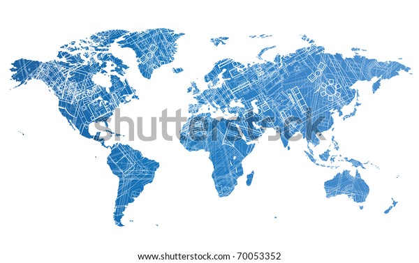 World Map Texture Architectural Blueprints Raster Stock-illustration ...