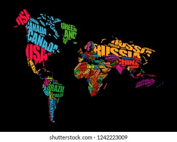 World Map Typography Word Cloud Concept Stock Vector (Royalty Free ...