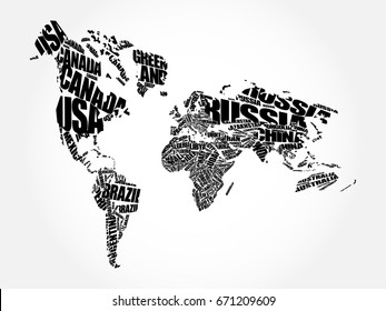 World Map Typography Word Cloud Concept 스톡 일러스트 671209609 | Shutterstock