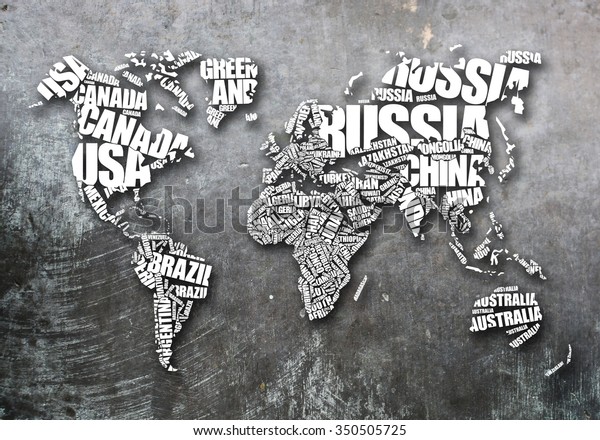 World Map Typography Word Cloud Concept Stock Illustration 350505725 ...