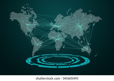 World Map Visual Screen Connection Line Stock Illustration 345605495 ...