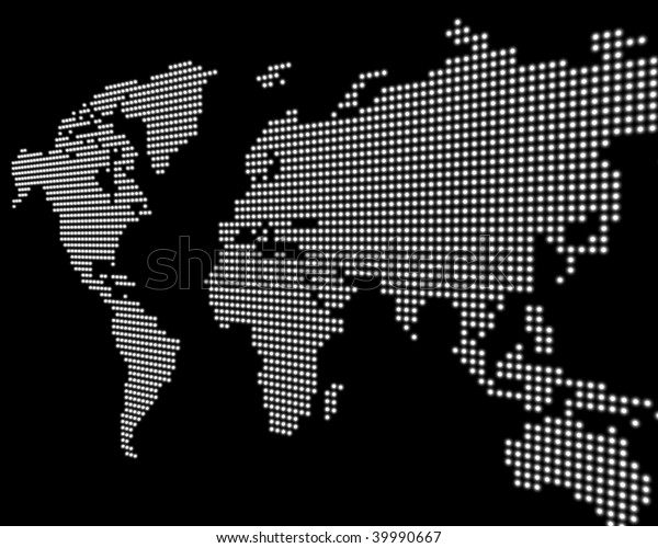 World Map White Points On Black Stock Illustration 39990667