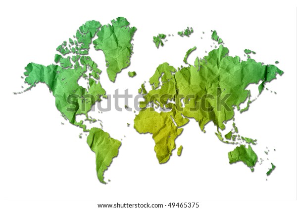 World Map Wrinkled Paper Texture Isolated Stock Illustration 49465375 ...