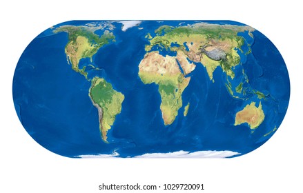 World Physical Map 3d Rendering Stock Illustration 1029720091 ...
