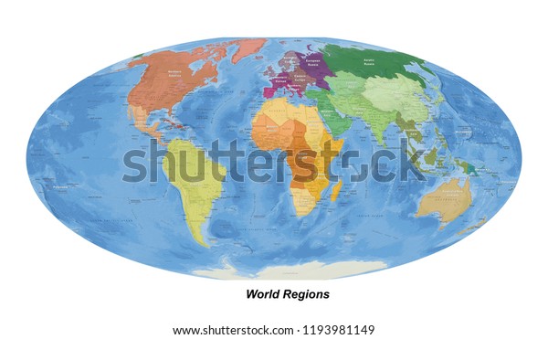 World Regions Map Stock Illustration 1193981149 | Shutterstock