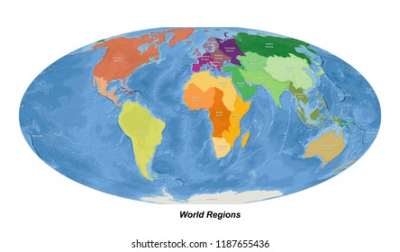 World Regions Map Stock Illustration 1193981149 | Shutterstock