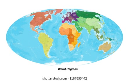 World Regions Map Stock Illustration 1193981158