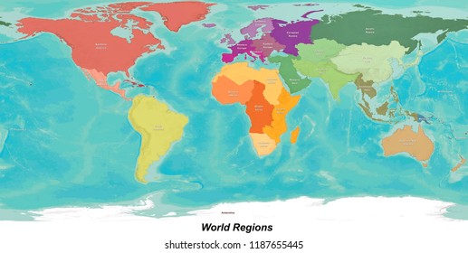 World Regions Map3d Rendering Stock Illustration 1187655445 | Shutterstock