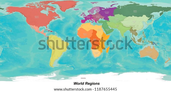 World Regions Map3d Rendering Stock Illustration 1187655445 | Shutterstock