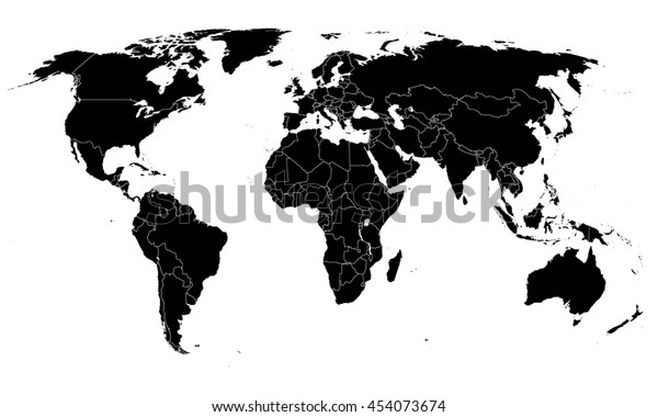 World Simple Map On White Background Stock Illustration 454073674