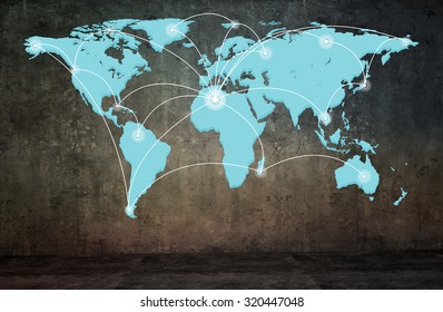 World Technology Mesh Network On Wall Stock Illustration 320447048 ...