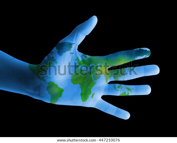 World Your Hand Hand World Map Stock Illustration 447210076 | Shutterstock