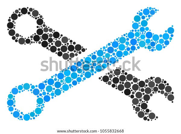 Wrenches Collage Circle Dots Variable Sizes Stock Illustration ...