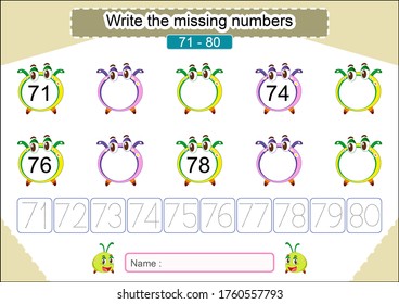 Write Missing Numbers Worksheet Preschool Kindergarten Stock ...