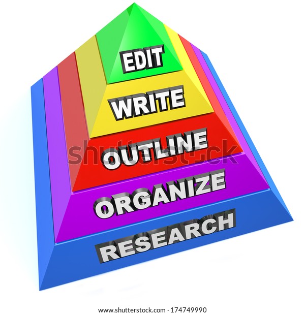 Writing Steps Pyramid Edit Write Outline Stock Illustration 174749990
