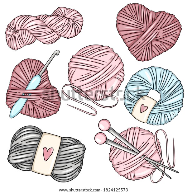 Yarn Clews Set Pattern Knitting Crochet Stock Illustration 1824125573