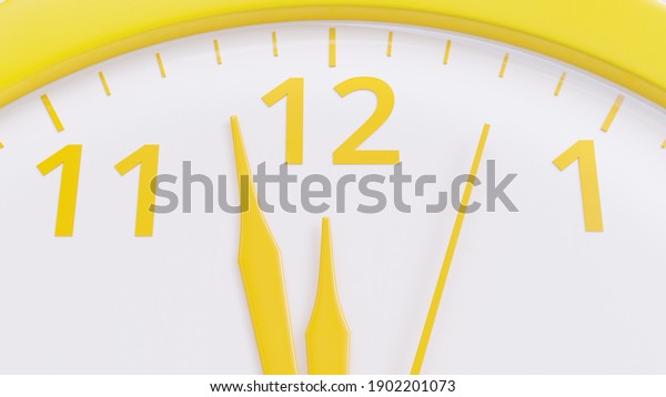 Yellow Clock Closeup Almost Noon Time Stock Illustration 1902201073 ...