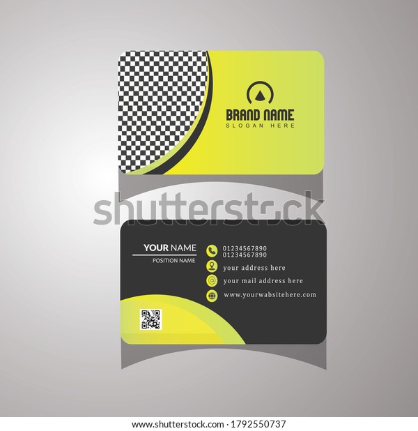 Yellow Color Visiting Card Template Stock Illustration 1792550737 ...