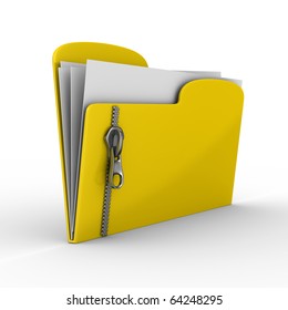 Yellow Computer Folder Zipper Isolated 3d Stock Illustration 64248295 ...