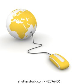 Yellow Computer Mouse Connected Yellow Globe Stock Illustration ...