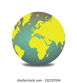 Yellow Globe World Map Derived Nasa: ภาพประกอบสต็อก 132129104 ...