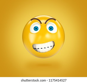 Yellow Grumpy Emoji On Yellow Background 스톡 일러스트 1175414527 | Shutterstock