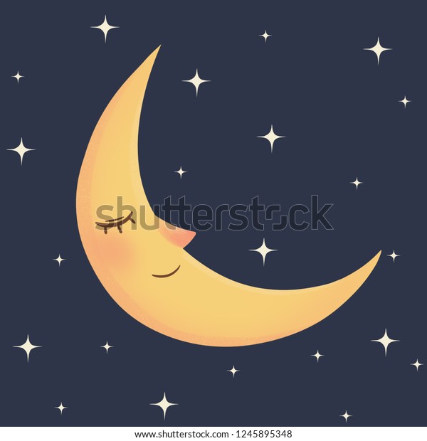 Yellow Moon Night Sky Stock Illustration 1245895348 | Shutterstock