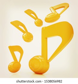 Yellow Music Notes 3d Render Vintage Stock Illustration 1538056982 ...