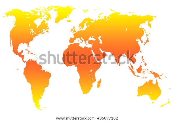 Yellow Orange Gradient Worlds Map Isolated: ภาพประกอบสต็อก 436097182 ...