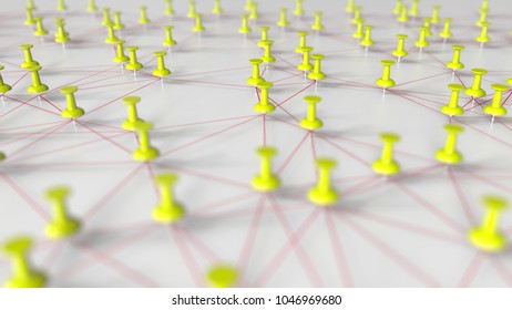 Yellow Pins Threads Compose Complicated Network Stock Illustration ...