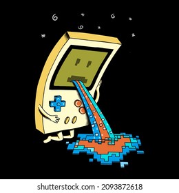 Yellow Robot Vomiting Pixels Stock Illustration 2093872618
