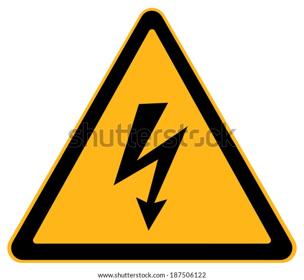 Yellow Triangle Electrical Shock Warning Sign Stock Illustration ...