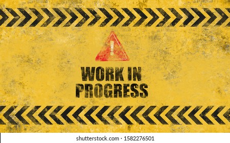 「Yellow Warning Sign Work Progress Background」のイラスト素材 1582276501 ...
